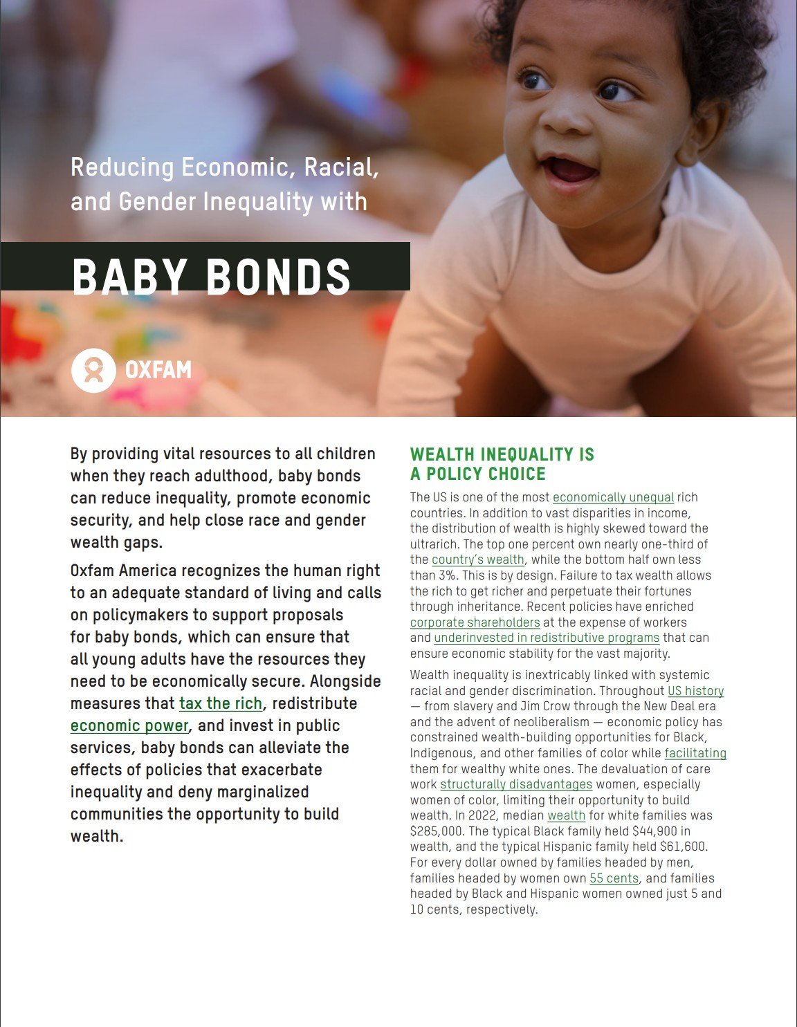Baby Bonds: Reducing Economic, Racial, and Gender Inequality | Oxfam