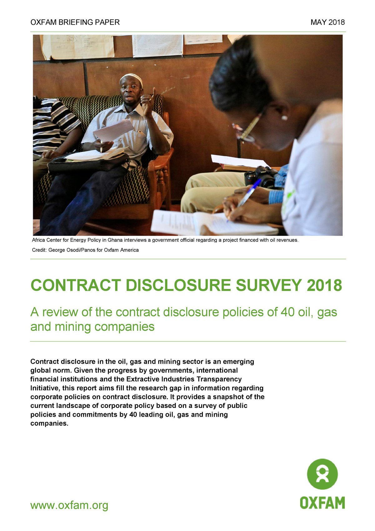 Contract Disclosure Survey 2018 | Oxfam