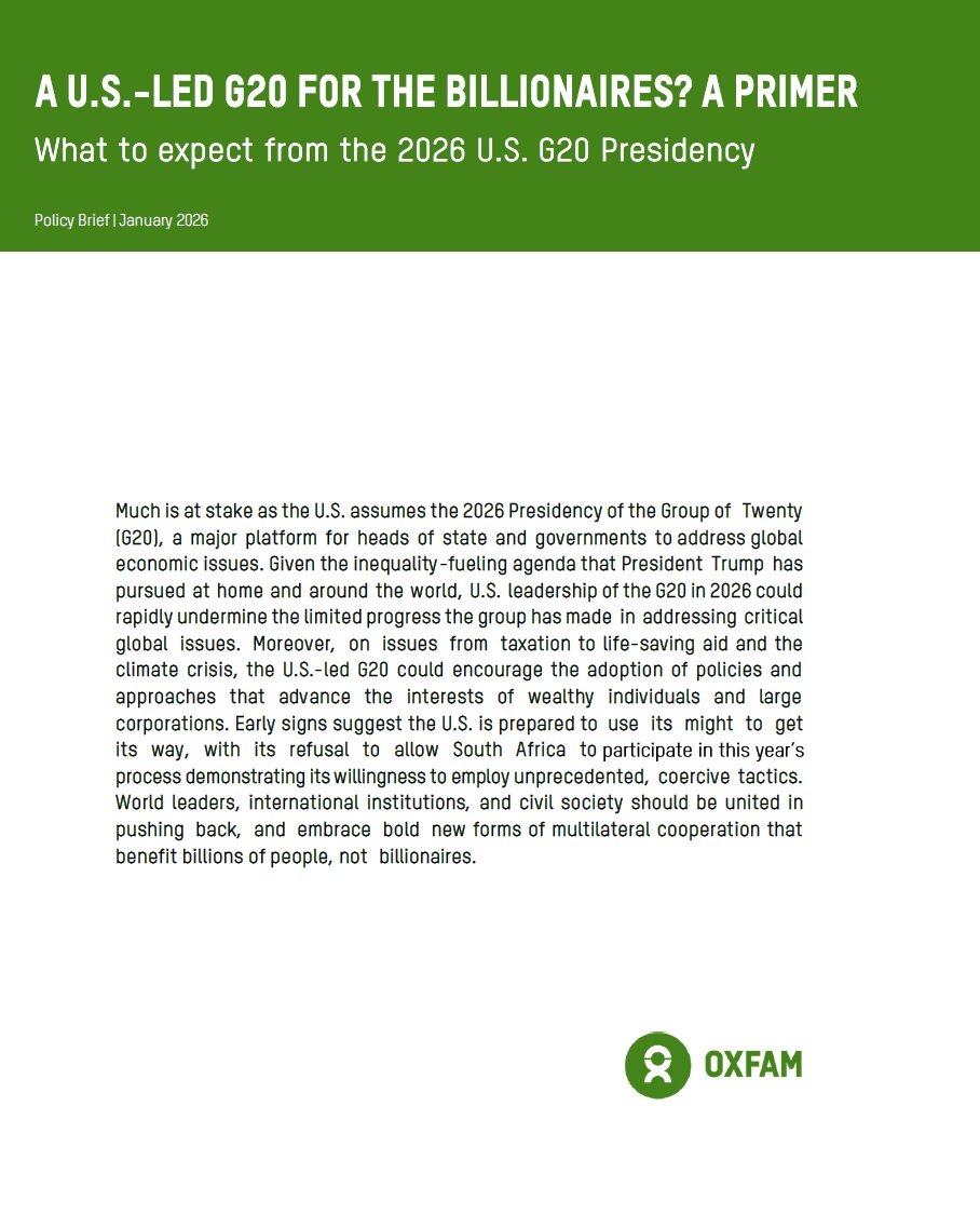 A U.S.-Led G20 for the Billionaires? A Primer | Oxfam