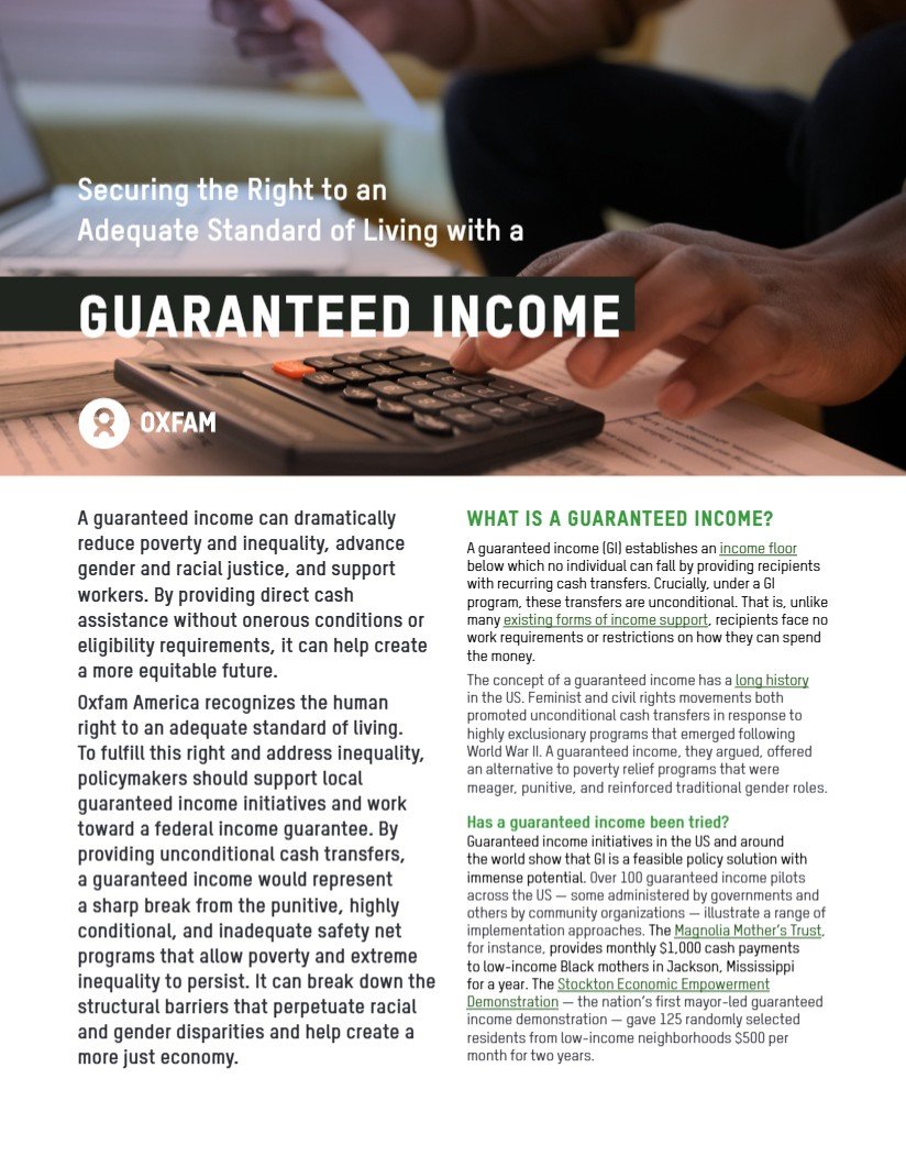Guaranteed Income: Securing the Right to an Adequate Standard of Living ...