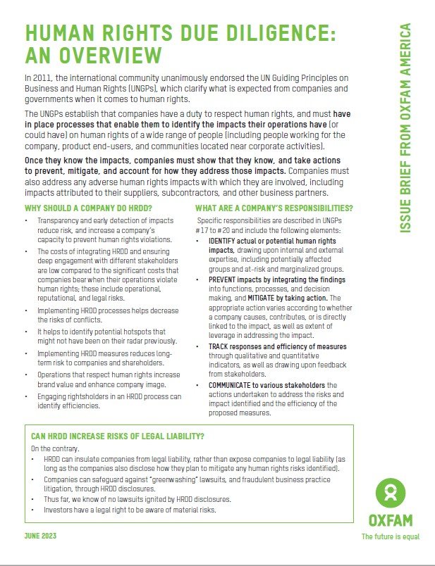 Human Rights Due Diligence An Overview Oxfam