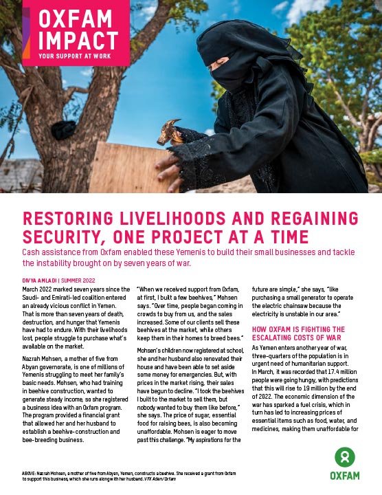 Restoring livelihoods and regaining security, one project at a time | Oxfam