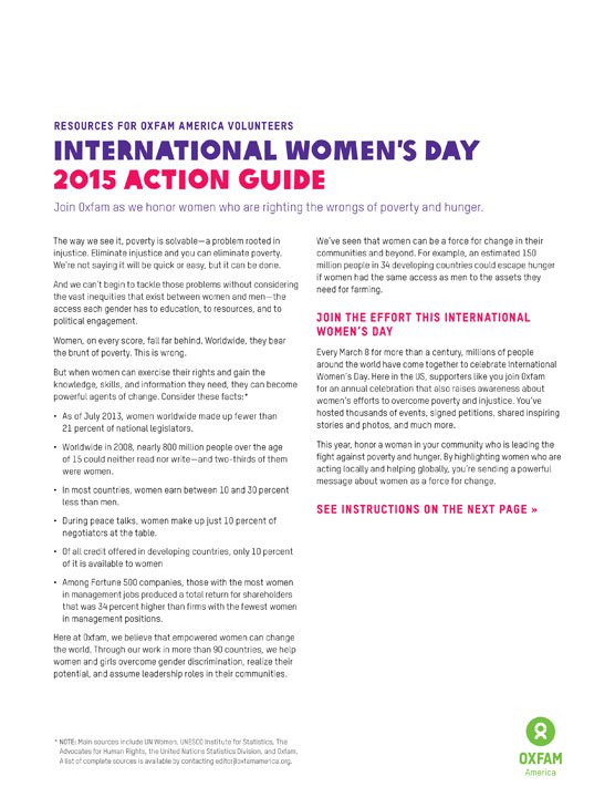 International Women's Day 2015 action guide | Oxfam