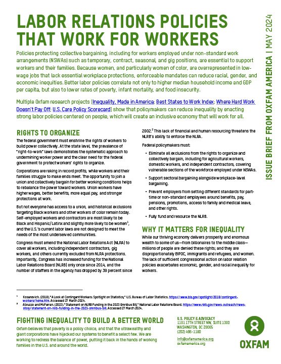 Labor Relations Policies that Work for Workers: Federal Policy ...