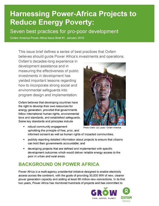 Harnessing Power-Africa Projects to Reduce Energy Poverty | Oxfam
